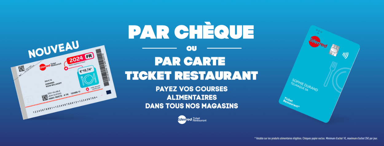 Carte ticket restaurant : payez vos courses dans nos magasins